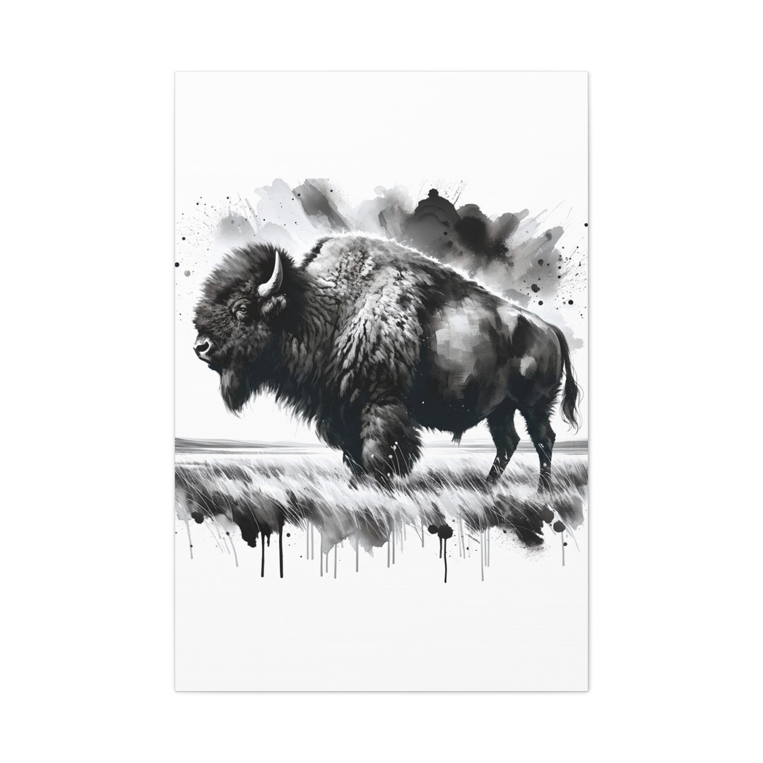 Ink Wash Majestic Bison Canvas Art Premium Wall Decor - Etsy