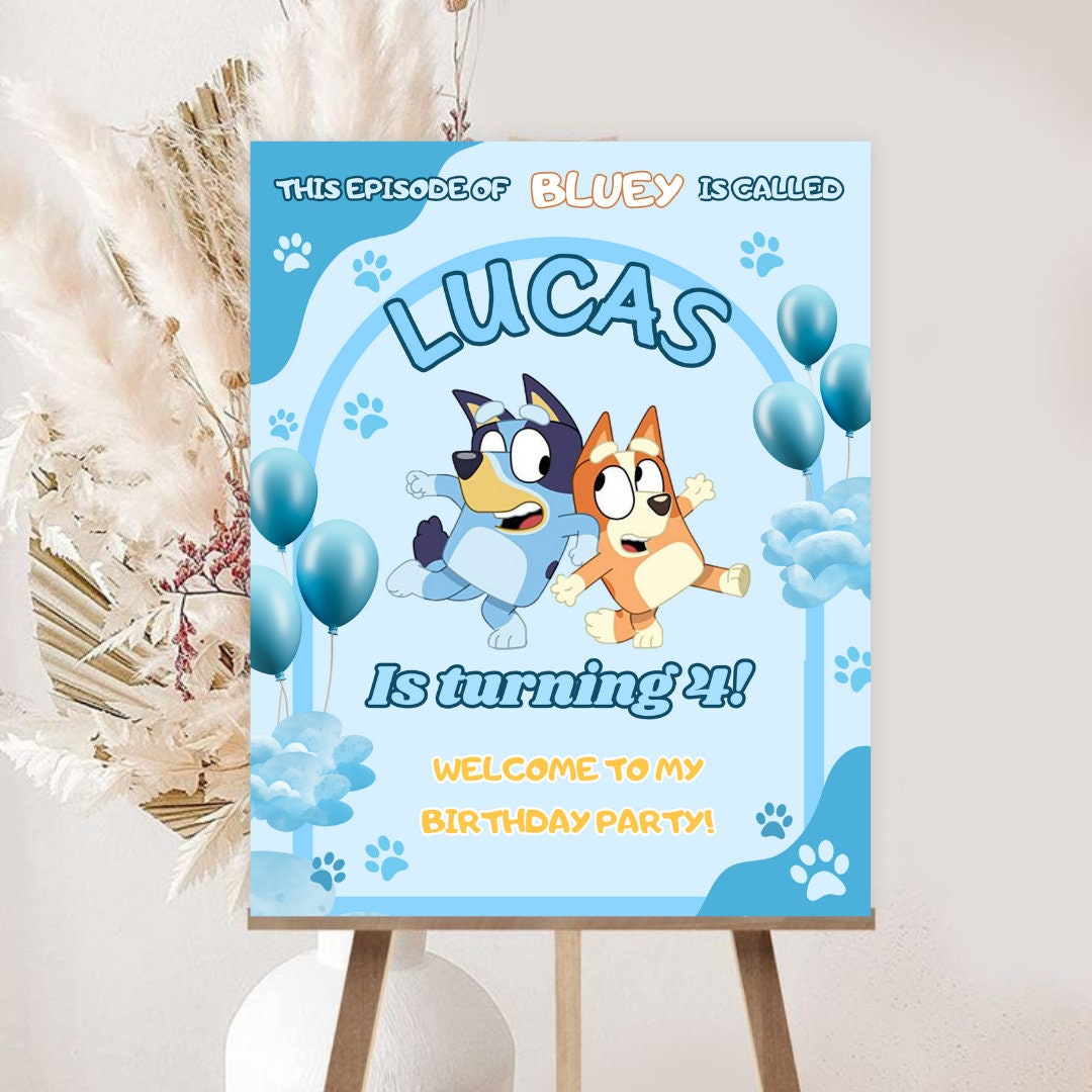Editable Bluey Welcome Sign for Boy Blue Dog Birthday Sign Bluey ...