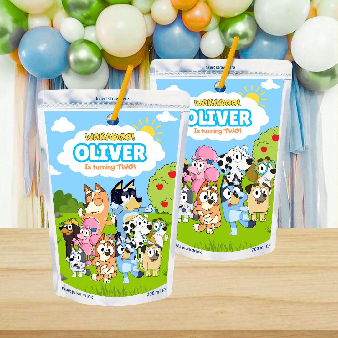 Bluey Capri Sun Label Boy Bluey and Bingo Juice Label Blue Dog Birthday ...