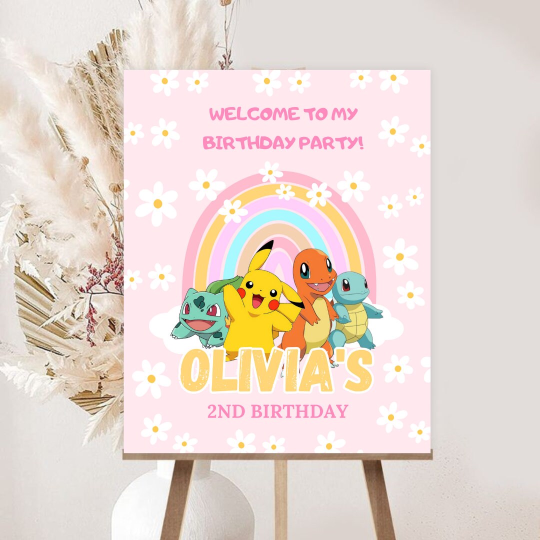 Editable Pokemon Welcome Sign for Girl Pokemon Welcome Panel Birthday ...