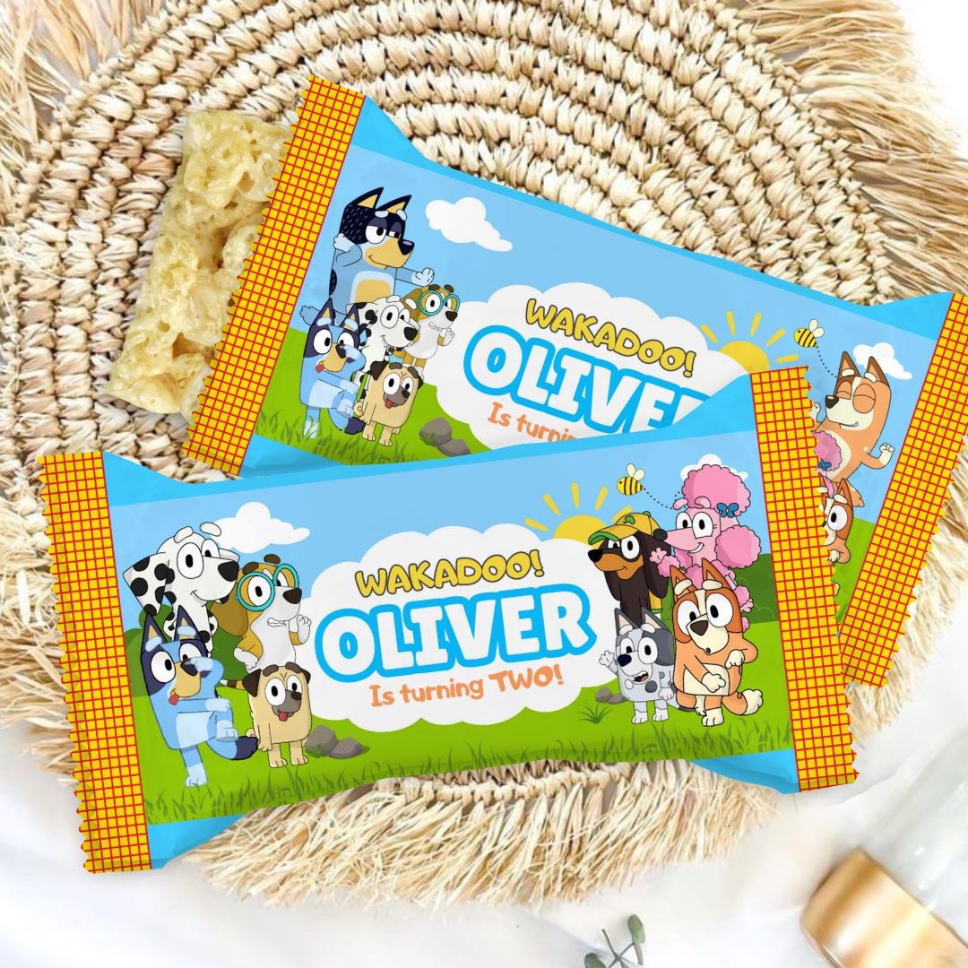Bluey Rice Krispies Treats Wrapper Label Boy Bluey and Bingo Rice ...