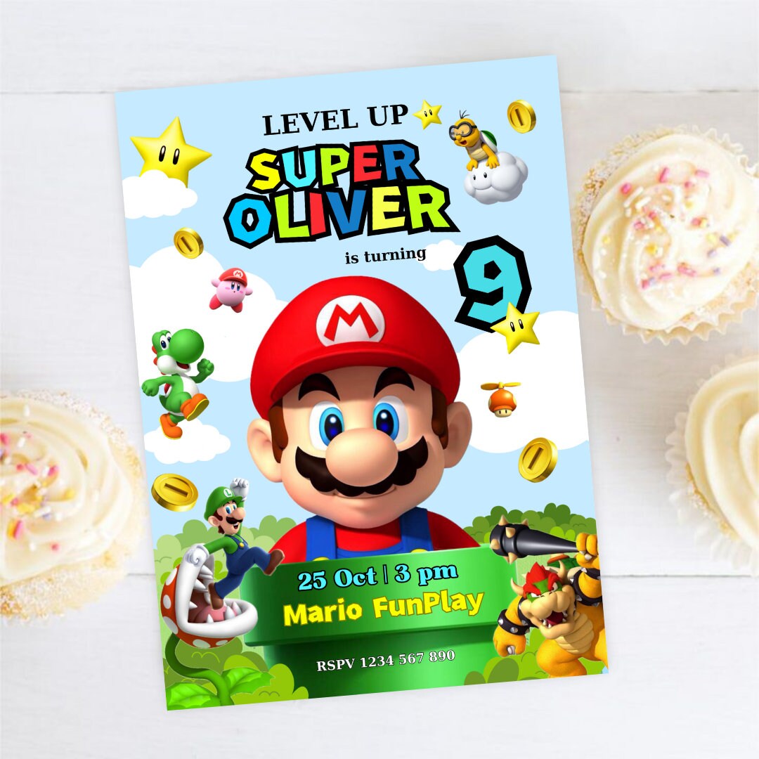Super Mario Invitation Super Mario Editable Invite Boy Birthday Invite ...