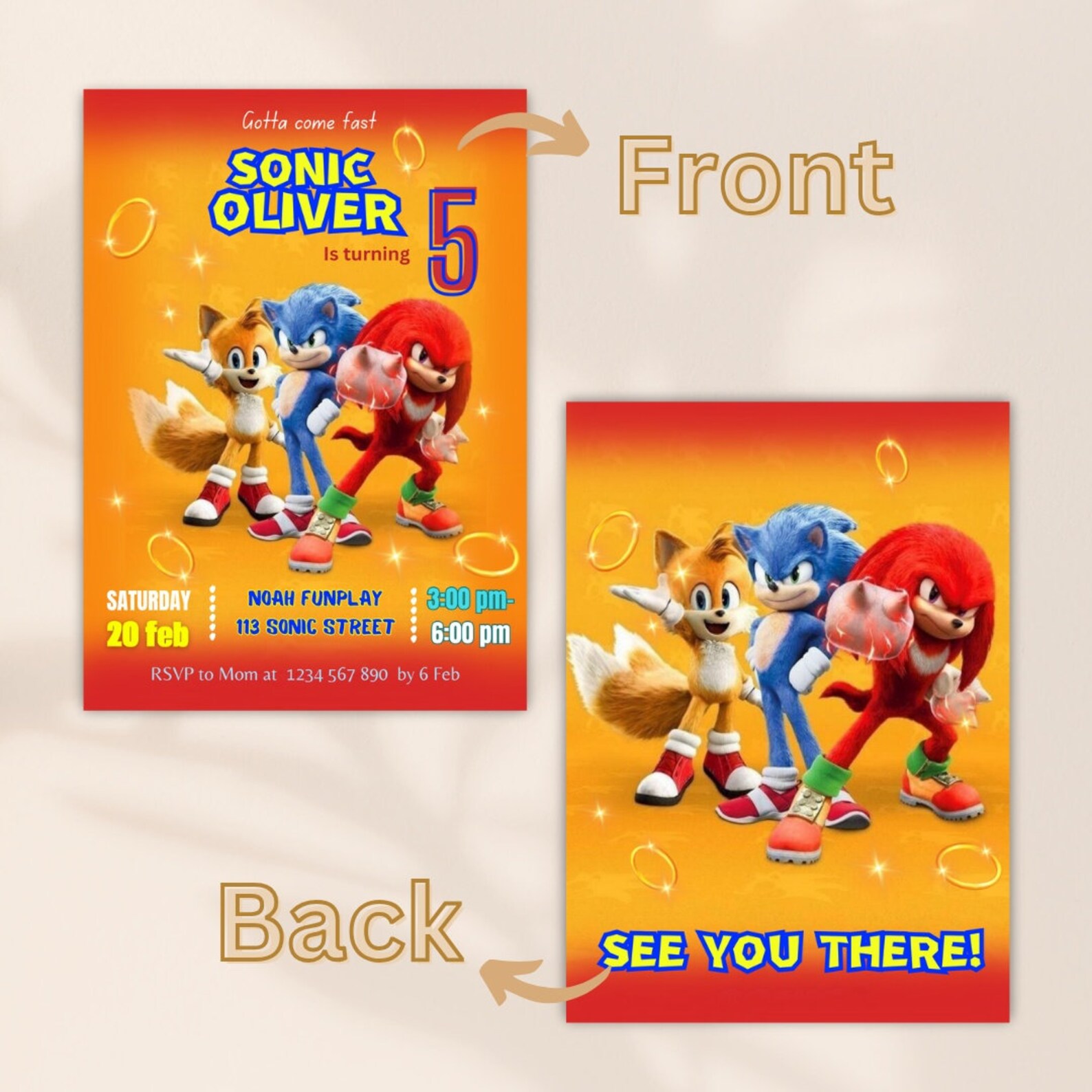 Sonic Invitation for Boy Editable Sonic the Hedgehog Birthday Invite ...