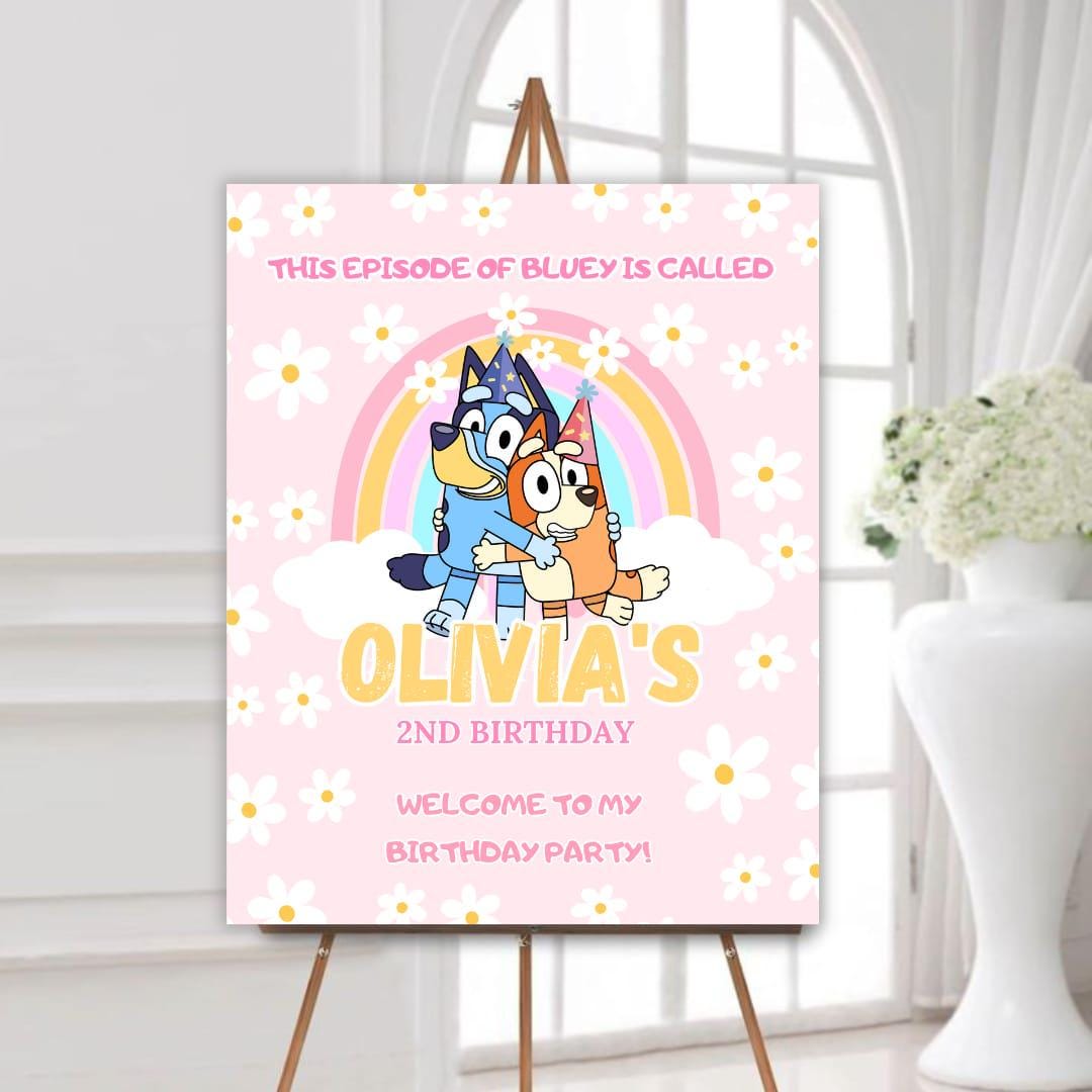 Editable Bluey Welcome Sign for Girl Blue Dog Birthday Sign Bluey ...