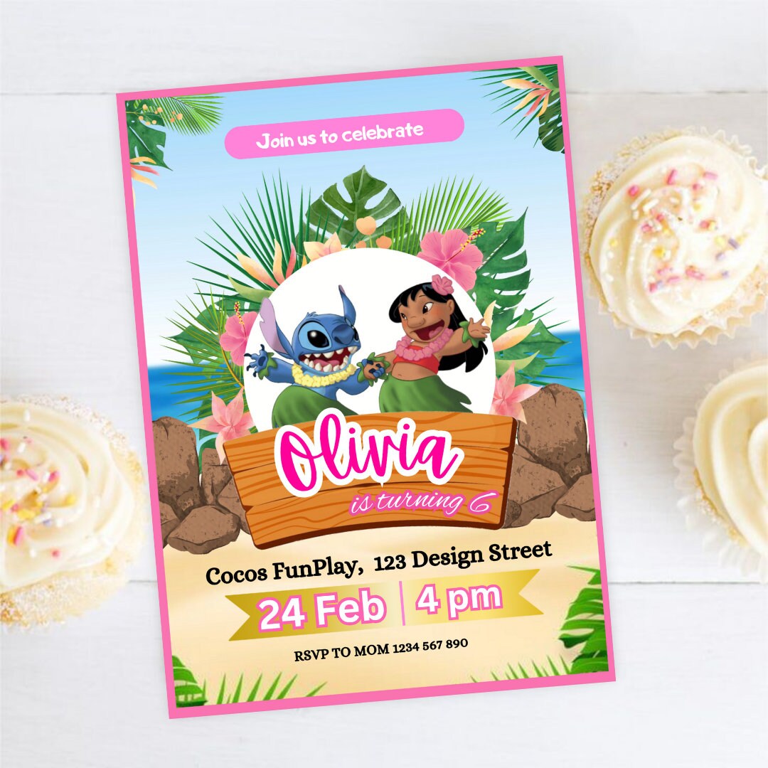 Stitch Editable Birthday Invite for Girl Stitch Invitation for Kids ...