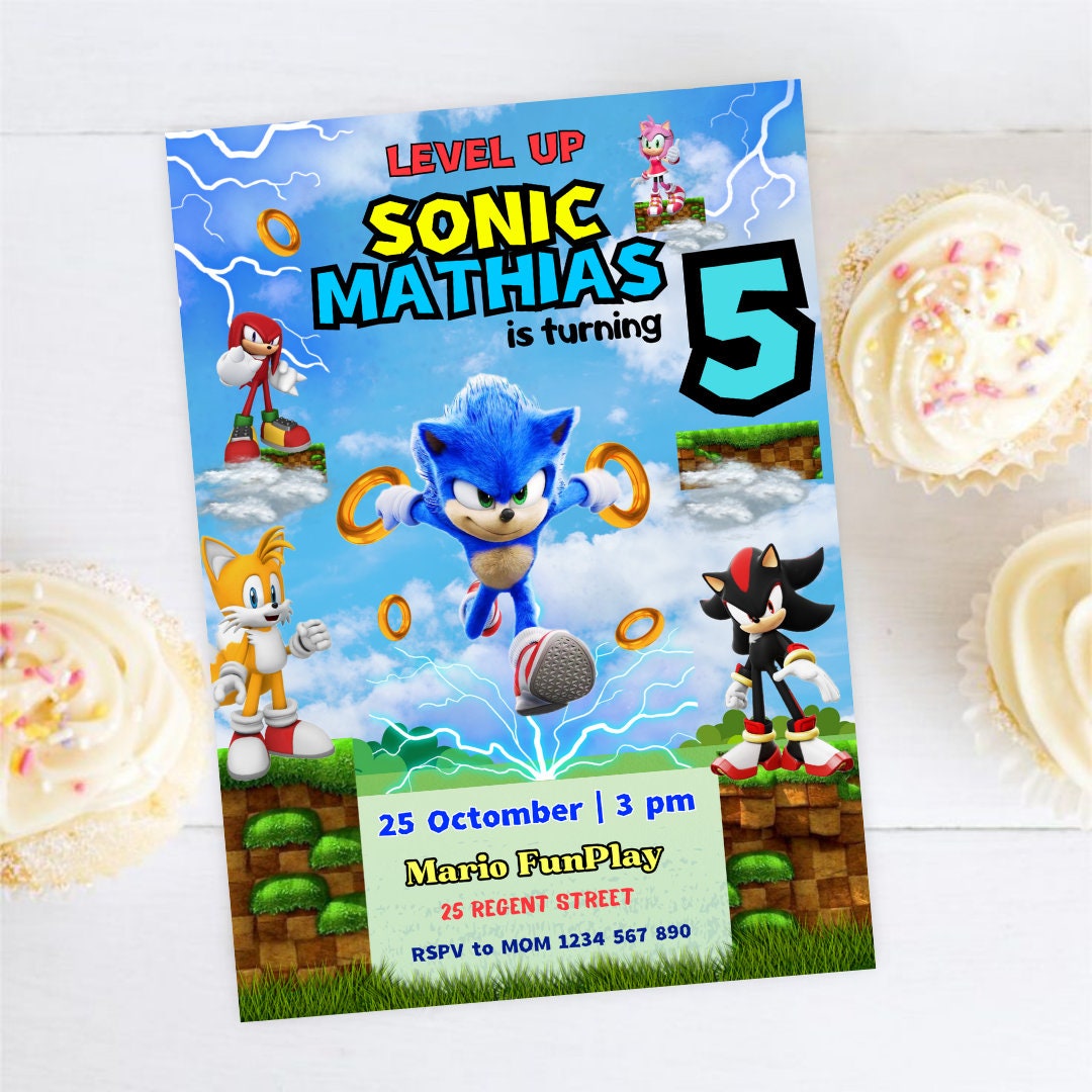 Sonic Invitation Editable Invite Sonic the Hedgehog Birthday Invite ...