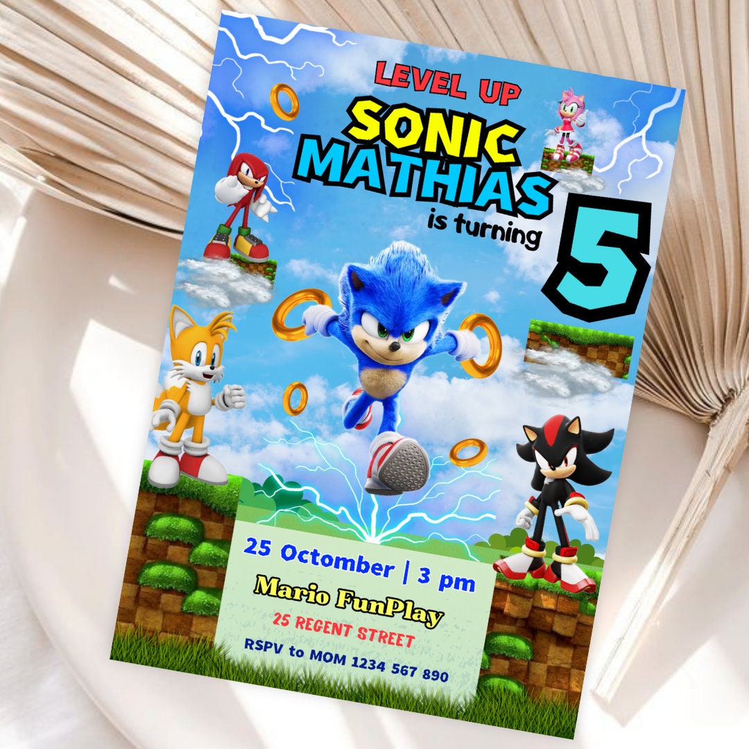Sonic Invitation Editable Invite Sonic the Hedgehog Birthday Invite ...