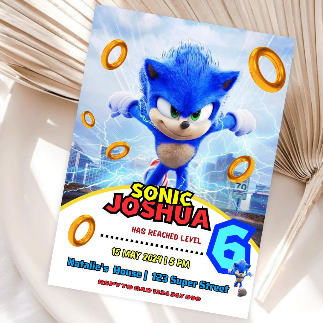 Sonic Invitation for Boy Editable Sonic the Hedgehog Birthday Invite ...