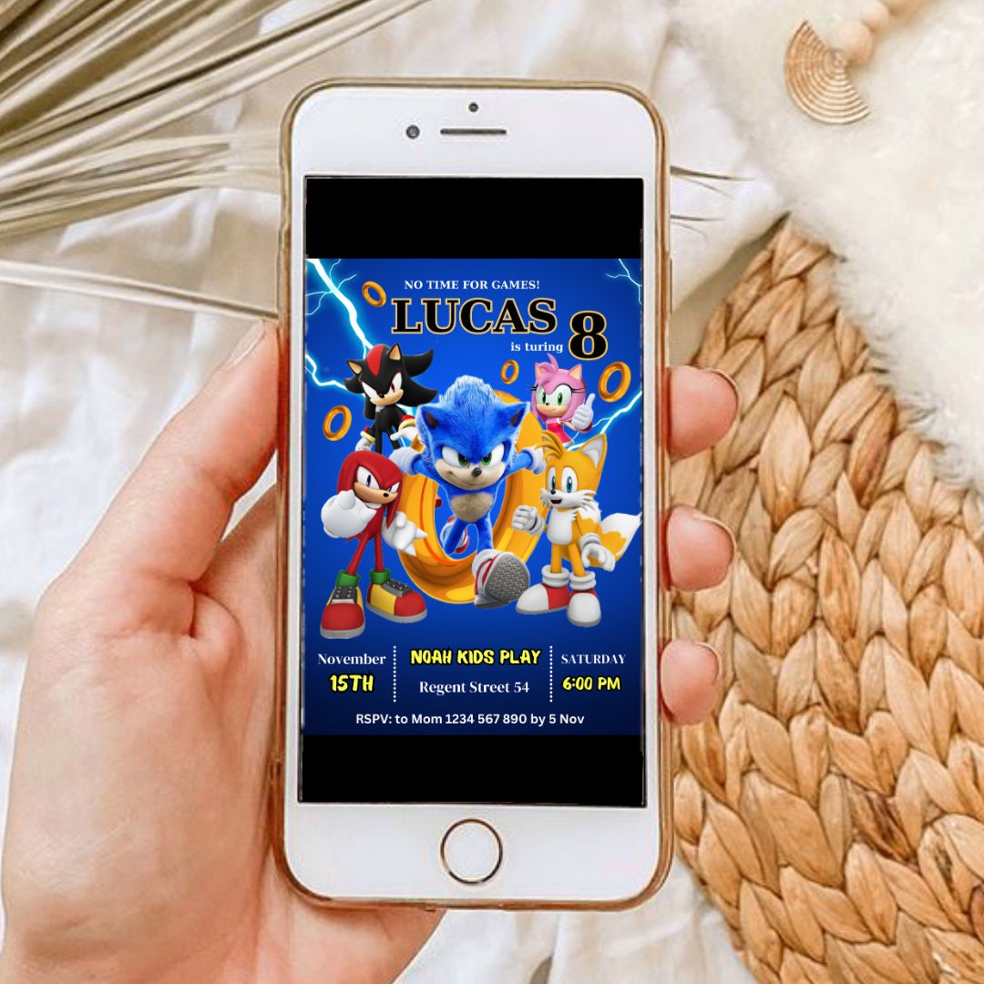 Sonic Invitation for Boy Editable Sonic the Hedgehog Birthday Invite ...