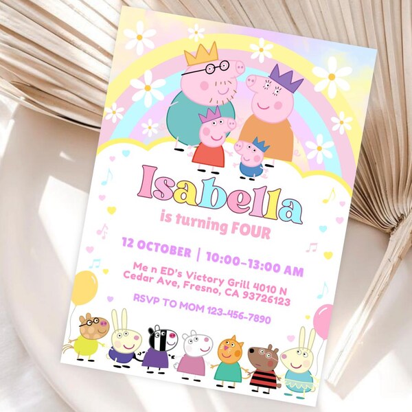 Peppa Pig Invitations - Etsy