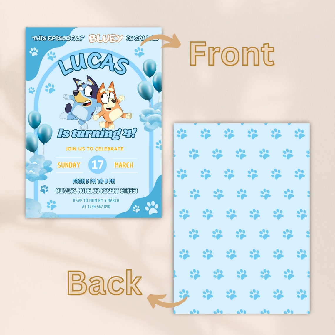 Bluey Birthday Invitation Boy Bluey Digital Invite Canva Bluey and ...