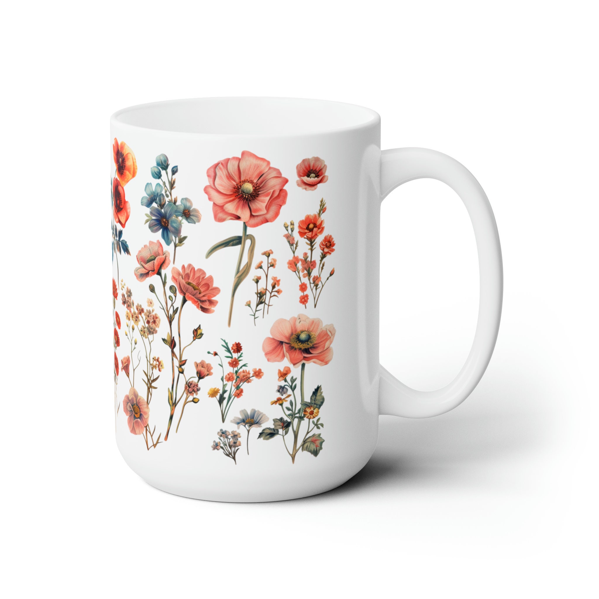 Pressed Floral Mug,mug Flower Patterned,floral Mug,mother's Day Mug,mom ...
