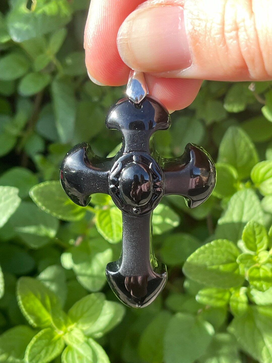 Black Obsidian Cross Pendant - Etsy