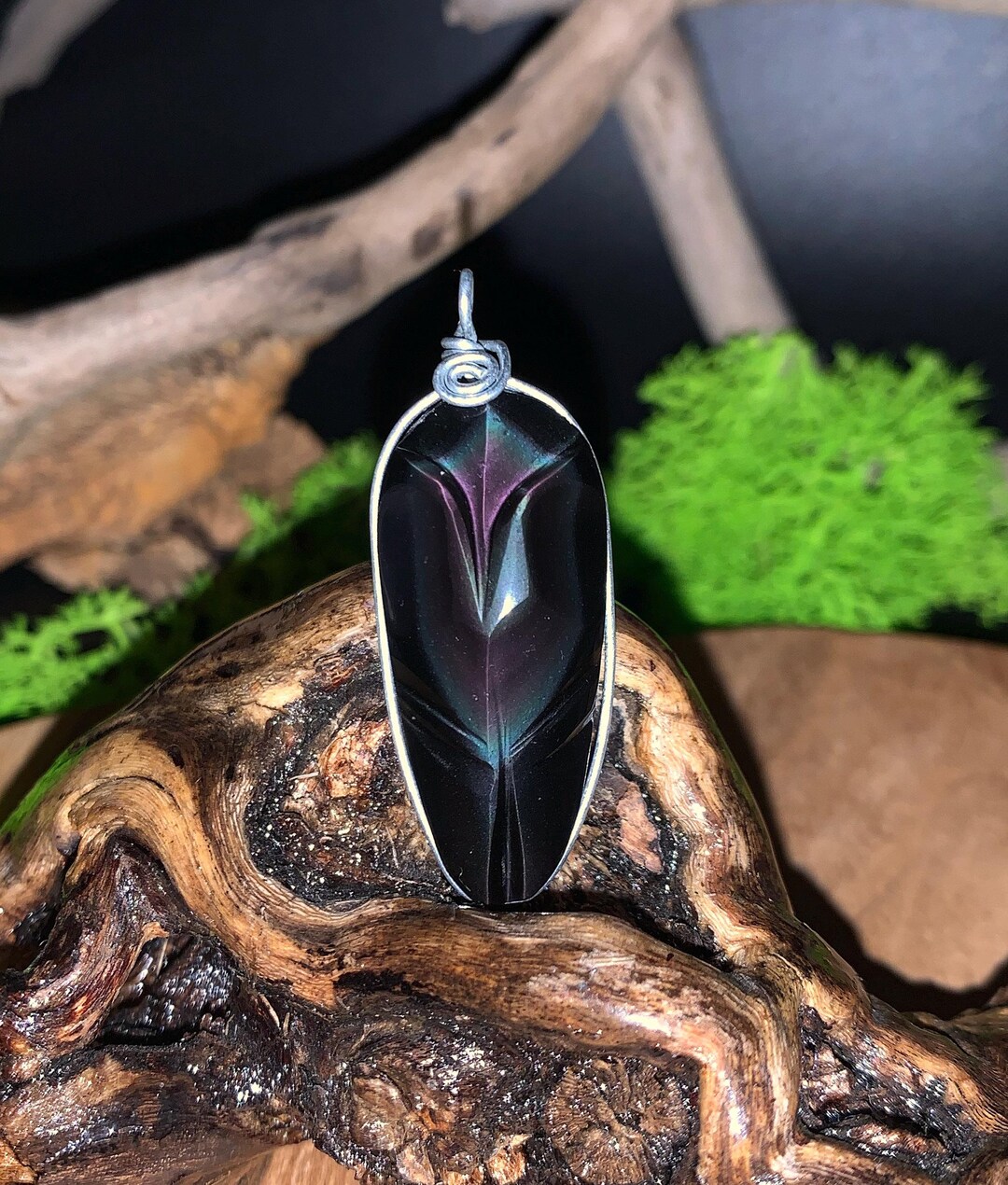 Flower Pendant in Celestial Eye Obsidian Flower of Dawn - Etsy