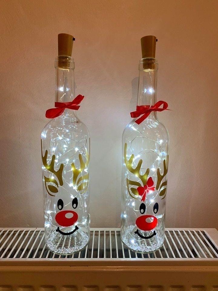 Christmas Light up Wine Bottles - Etsy