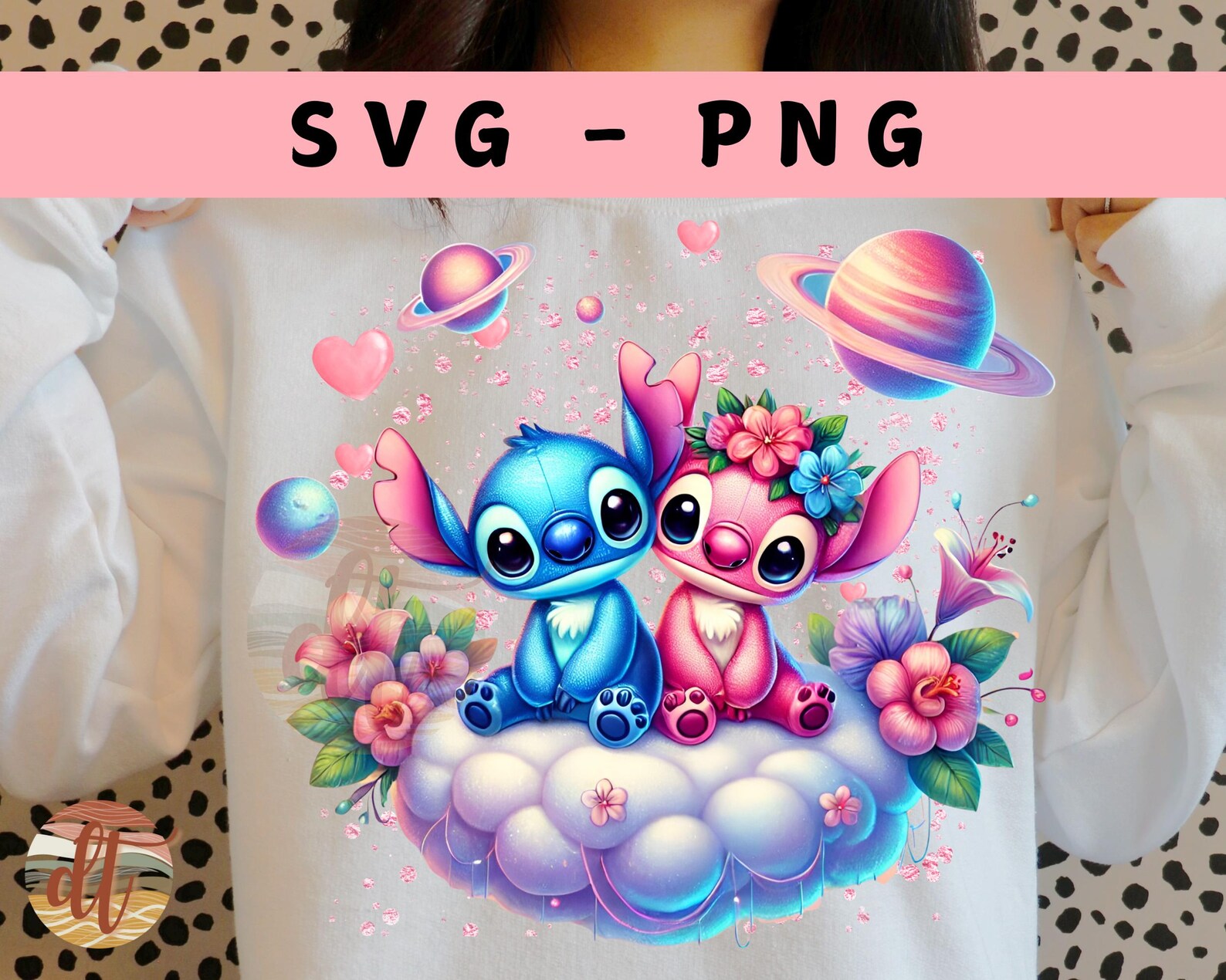 Floral Stich SVG PNG, Stich and Angl Png, Stich Love Png, Stich Love ...