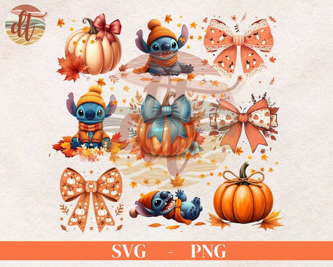 Fall Stich Svg Bundle, Funny Stich Png, Autumn Fall Coquette Bow Png ...
