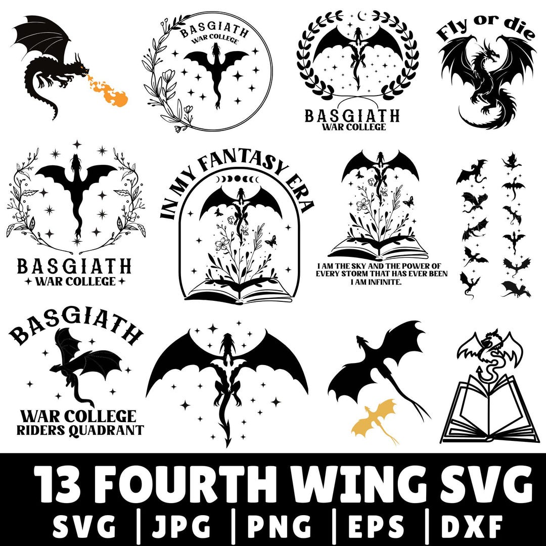 Fourth Wing SVG Bundle- Dragon Rider- Basgiath War College Svg- Digital ...