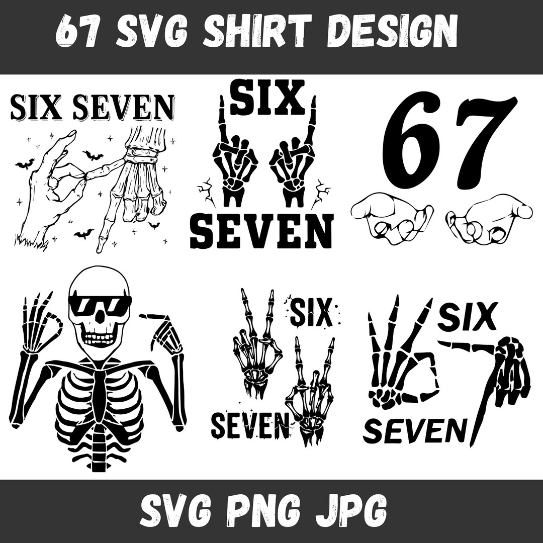 Skeleton 67 SVG Bundle | Viral Meme Skeleton Cut Files | Retro Humorous ...