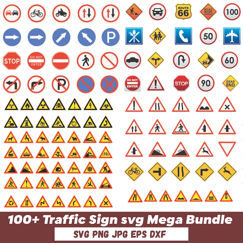 Traffic Sign SVG Bundle, Road Signs Clipart, Construction Birthday SVG ...