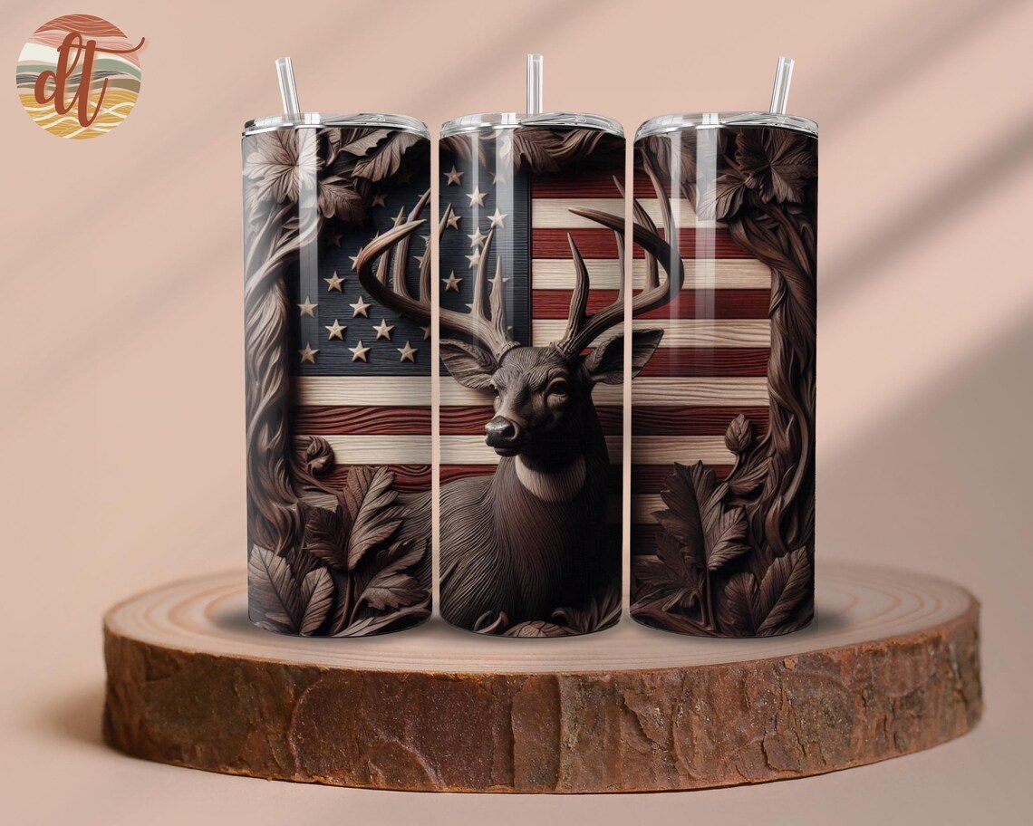 Deer Tumbler Wrap Png, 20oz Deer American Flag Tumbler Png, Deer 20oz ...