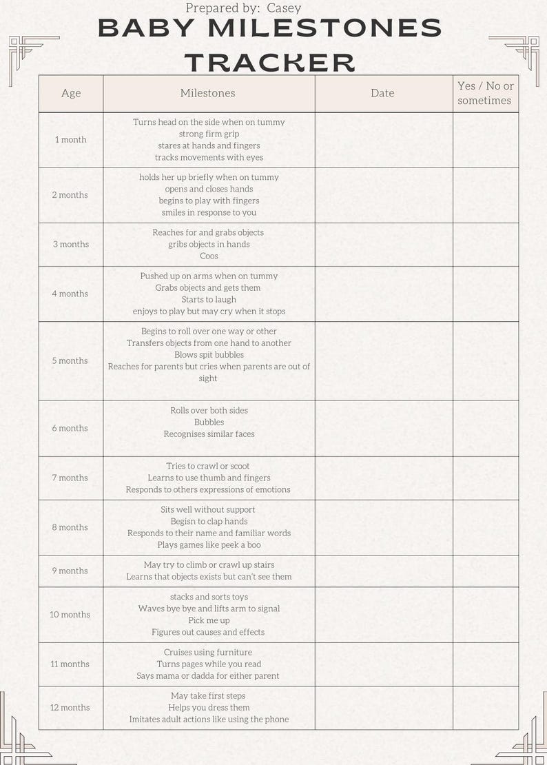 Baby Milestones Tracker - Etsy
