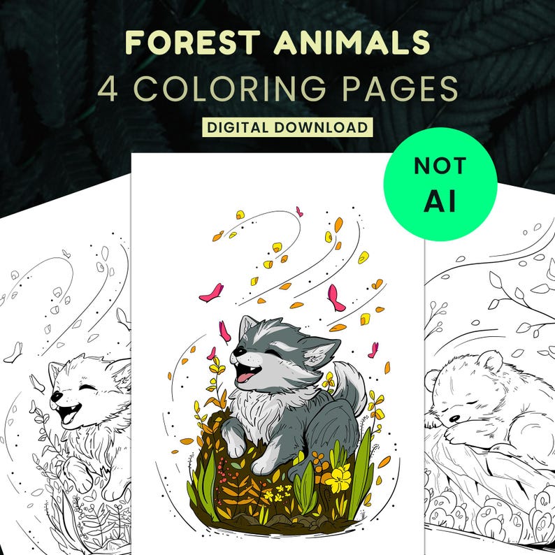 Cute Forest Animals Coloring Pages Woodland Animals Printable Coloring ...