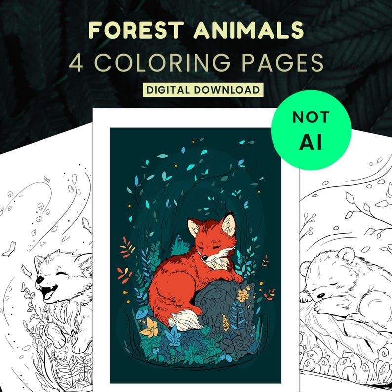 Cute Forest Animals Coloring Pages Woodland Animals Printable Coloring ...