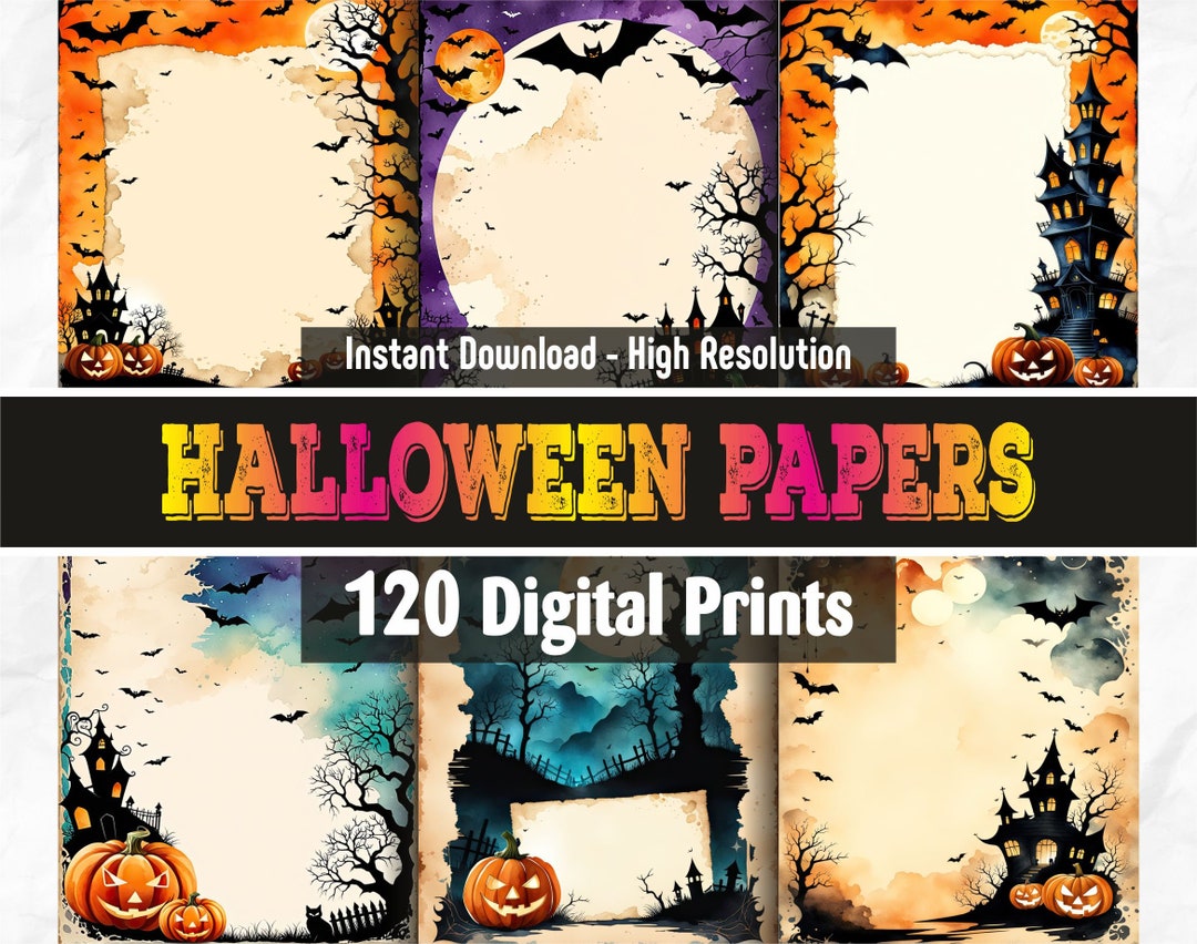 Halloween Letter Papers Digital Papers – 120 Digital Prints - Junk ...