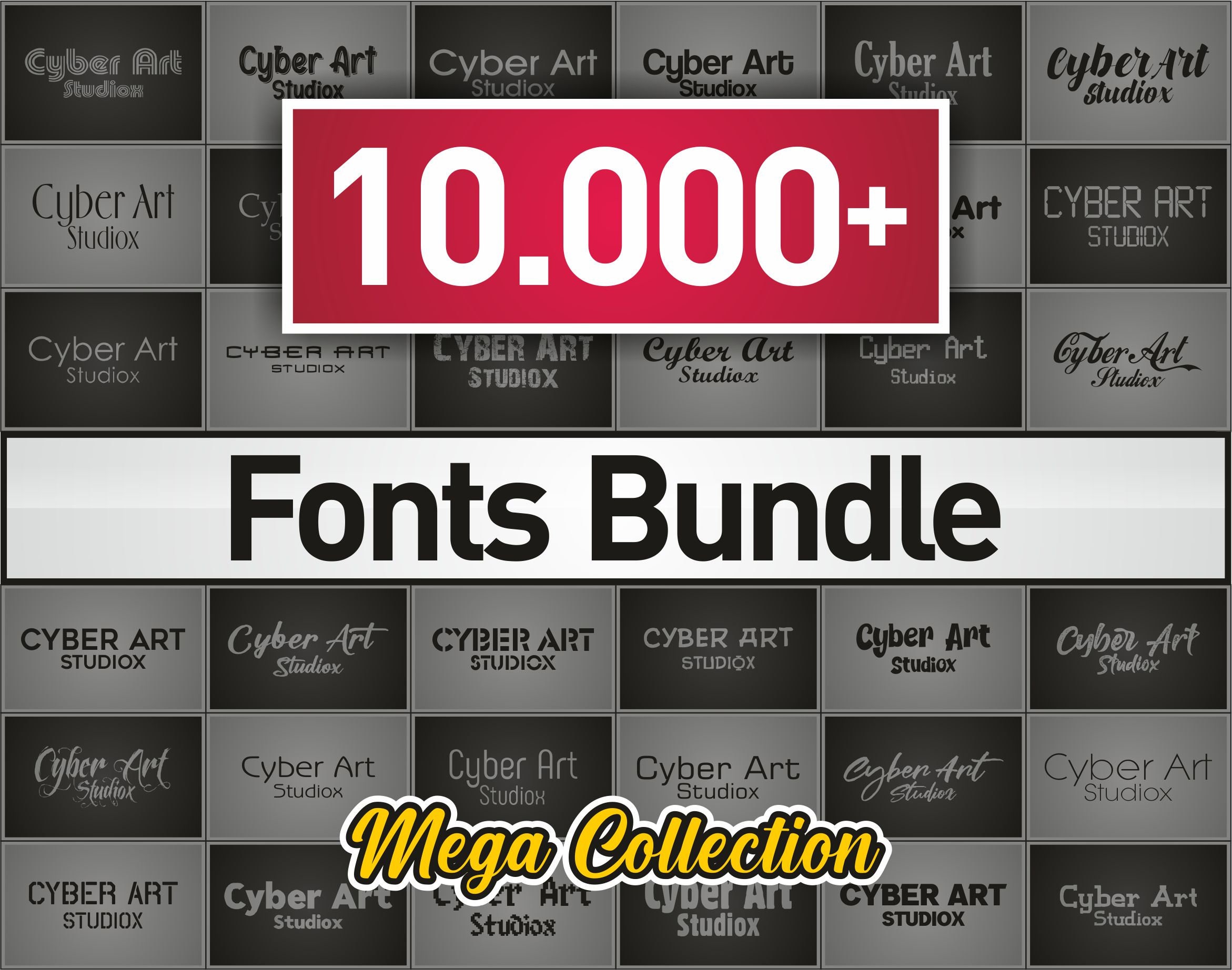 10.000 Fonts Bundle Mega Fonts Collection 10000 Font Bundle Font Set ...
