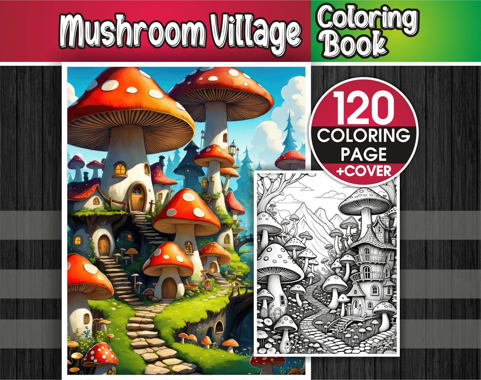 Mushroom Village Coloring Book 120 Mushroom Village Coloring Pages ...