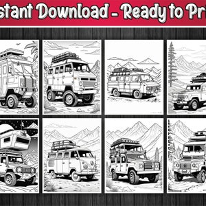 Adventure Vehicles Coloring Book – 100 Pages, Trucks, Cars (digital ...