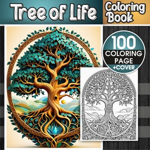 Tree of Life Coloring Book – 100 Tree of Life Coloring Pages - Instant ...