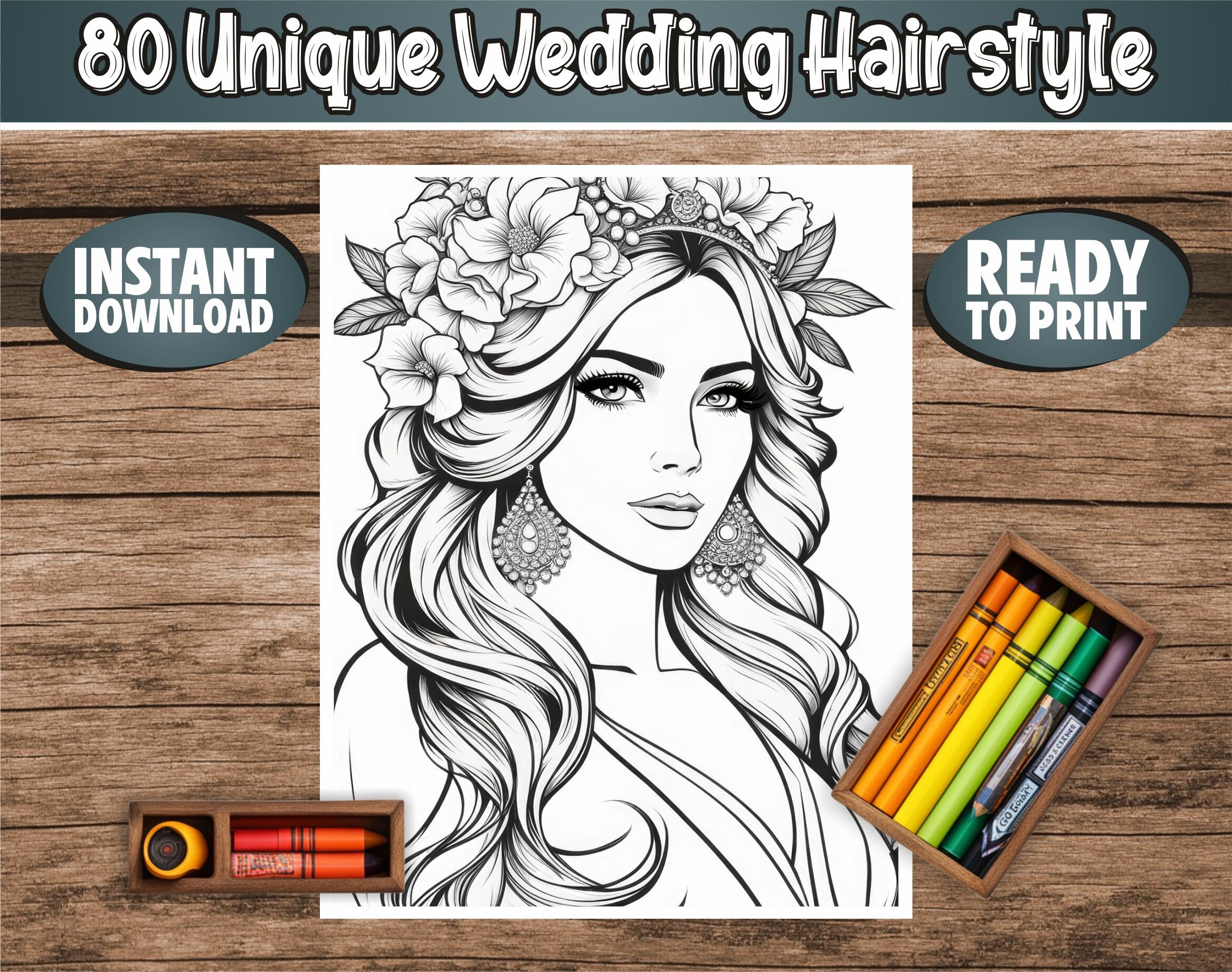 Wedding Hairstyle Coloring Book – 80 Wedding Hairstyle Coloring Pages ...