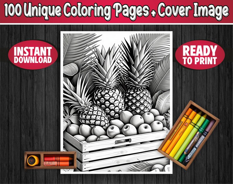 Tropical Fruits Coloring Book 100 Tropical Fruits Coloring Pages ...