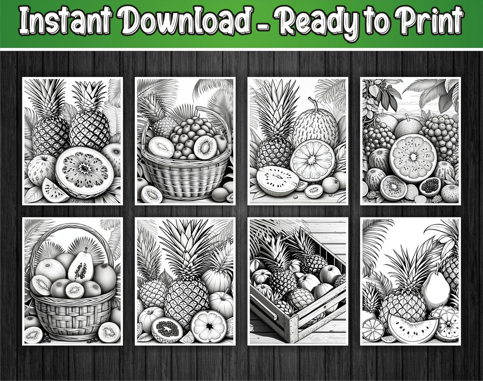 Tropical Fruits Coloring Book 100 Tropical Fruits Coloring Pages ...