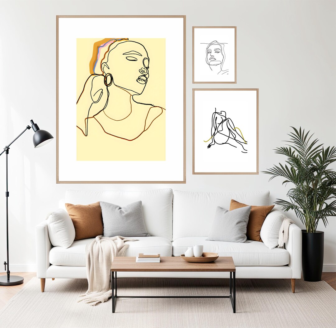 Set of 3 Abstract Human Figure Wall Art | Minimalist Digital Prints ...