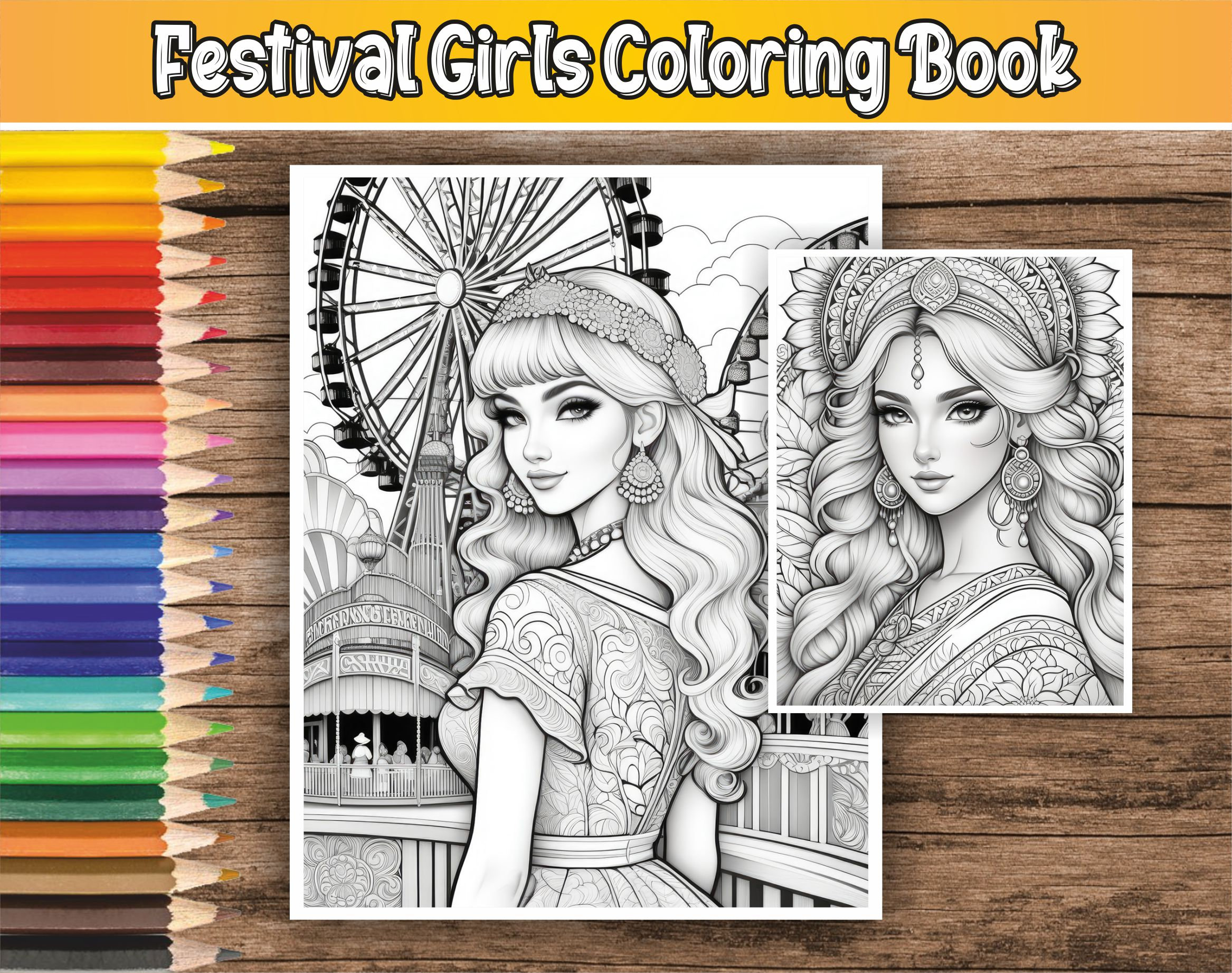Festival Girls Coloring Book – 60 Festival Girls Coloring Pages for ...