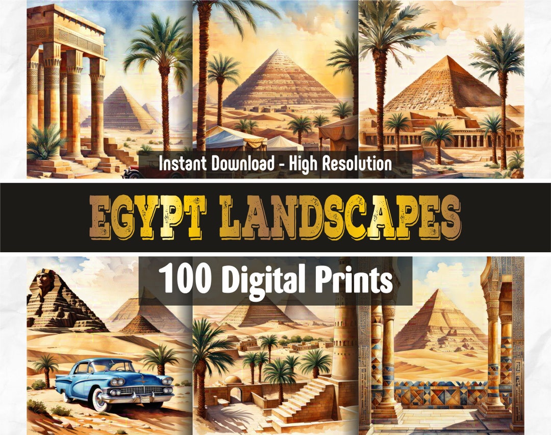 Egypt Landscapes Digital Paper Set – 100 Printable Designs (PDF+JPG) - Etsy