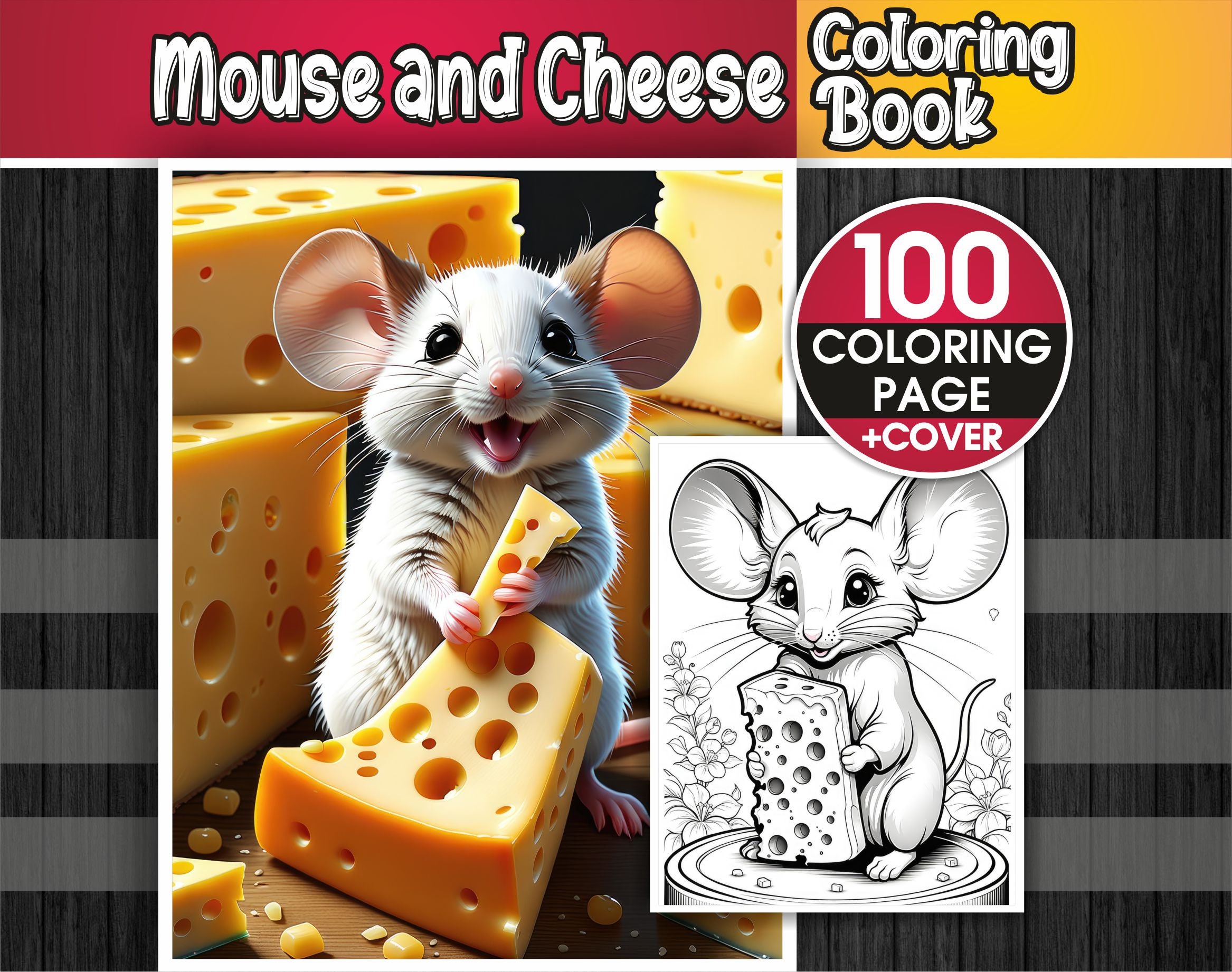 Mouse and Cheese Coloring Book 100 Mouse & Cheese Coloring Pages ...