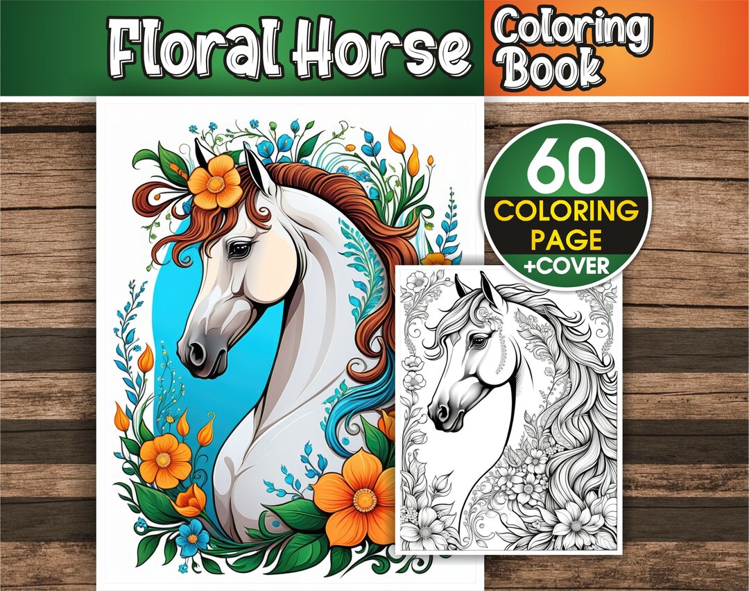 Floral Horse Coloring Book – 60 Floral Horses Coloring Pages for Adults ...