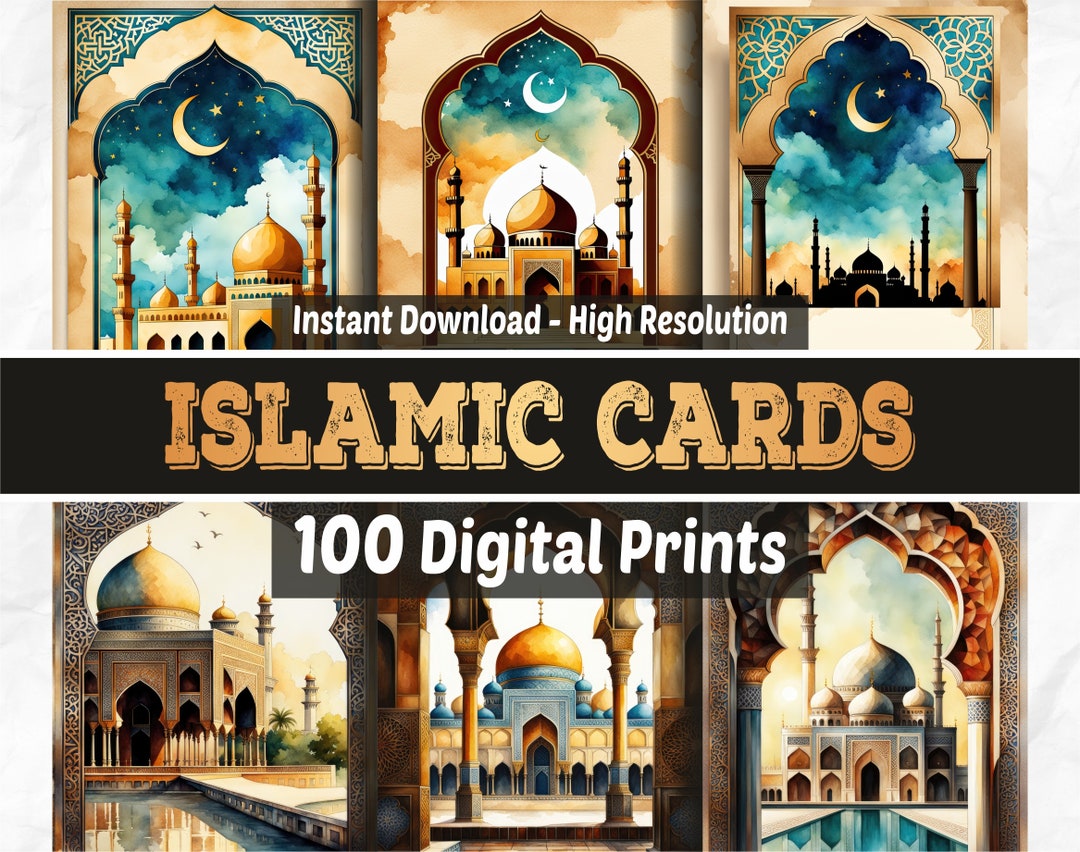 Islamic Cards - 100 Digital Prints - Digital Papers – Junk Journal ...