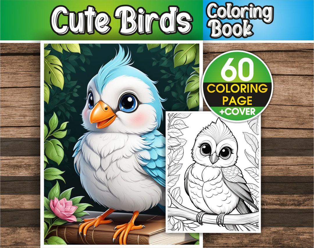 Cute Birds Coloring Book – 60 Cute Birds Coloring Pages for Adults ...