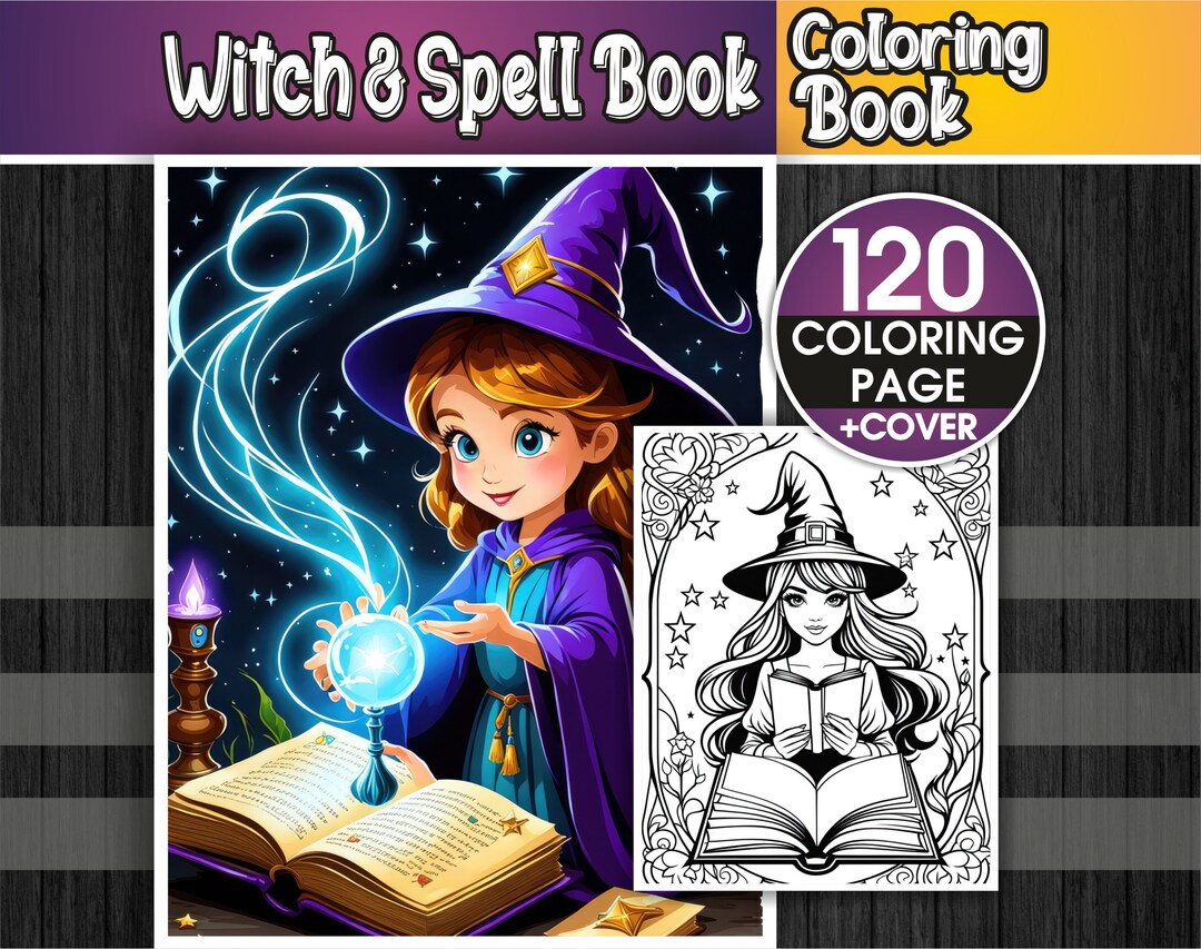 Witch Spell Book Coloring Book – 120 Witch & Spell Book Coloring Pages ...