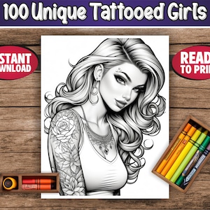 Tattooed Girls Coloring Book – 100 Tattooed Girls Coloring Pages for ...