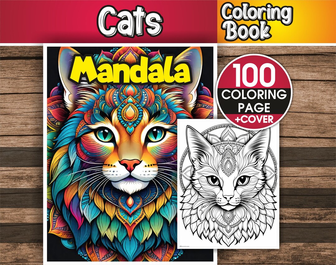 Cats Mandala Coloring Book – 100 Cats Mandala Coloring Pages for Adults ...
