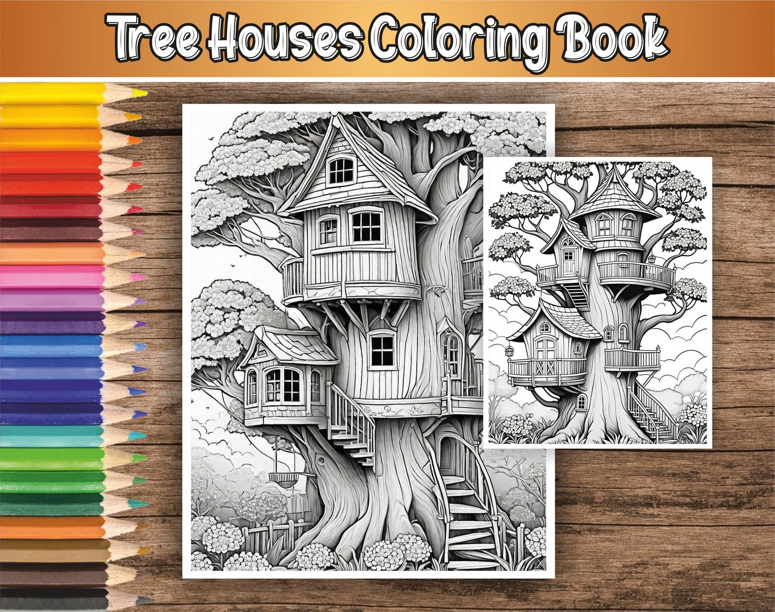 Tree Houses Coloring Book – 100 Tree Houses Coloring Pages for Adults ...
