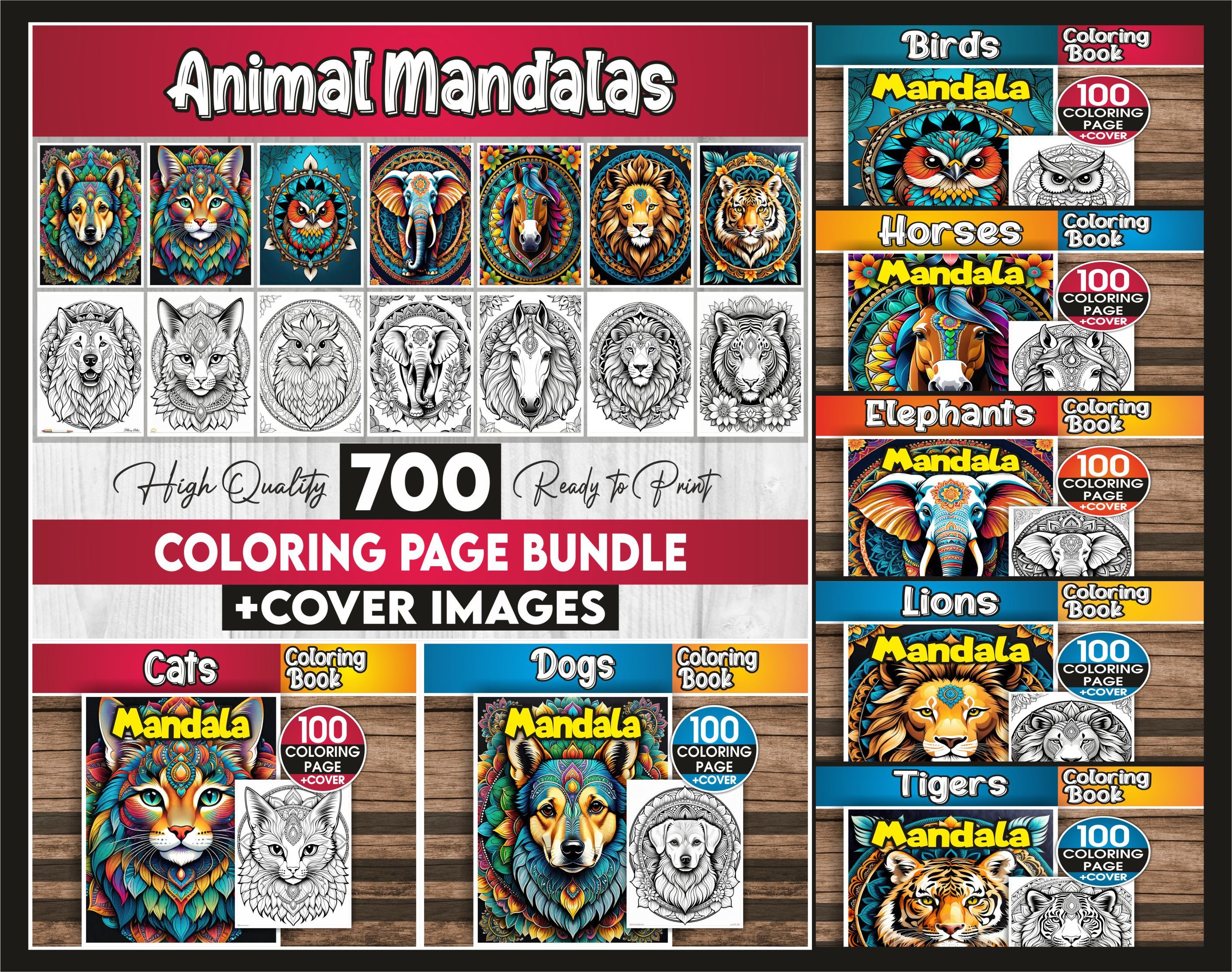 5000 Coloring Pages MEGA BUNDLE 48 Coloring Book Bundle Coloring Books ...