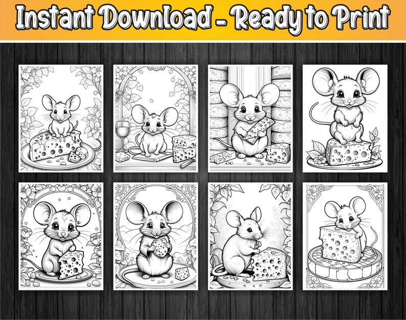 Mouse and Cheese Coloring Book 100 Mouse & Cheese Coloring Pages ...
