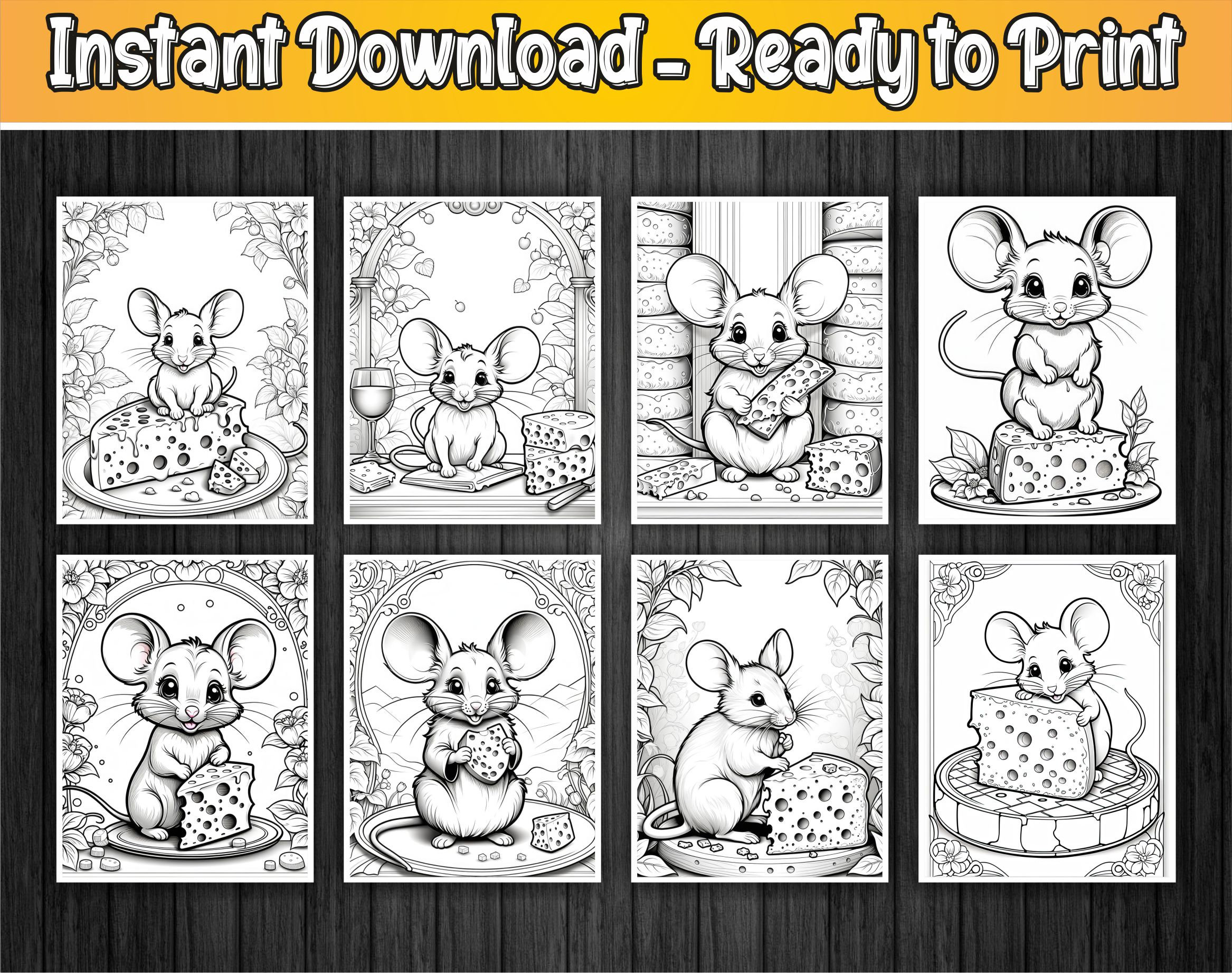 Mouse and Cheese Coloring Book 100 Mouse & Cheese Coloring Pages ...